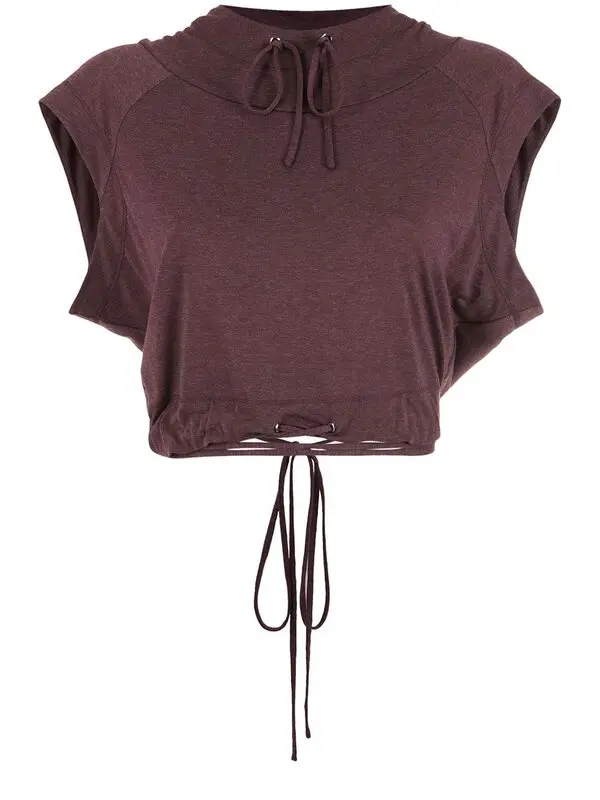 GLORIA COELHO Cropped Hooded Top - Brown