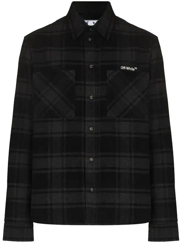 Off-White Outline-Arrows Flannel Shirt - Black | Editorialist