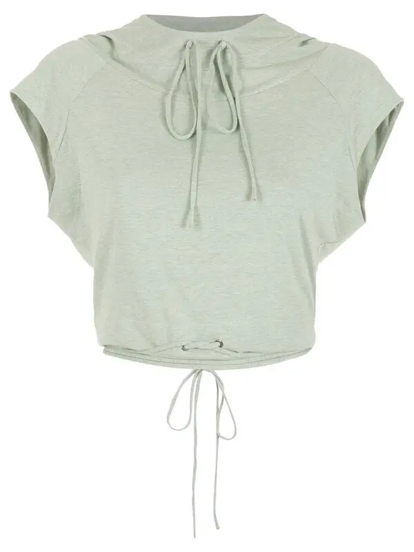 GLORIA COELHO Cropped Hooded Top - Green