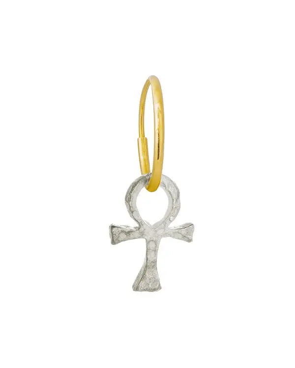 LEE BREVARD Ankh Hoop Earring