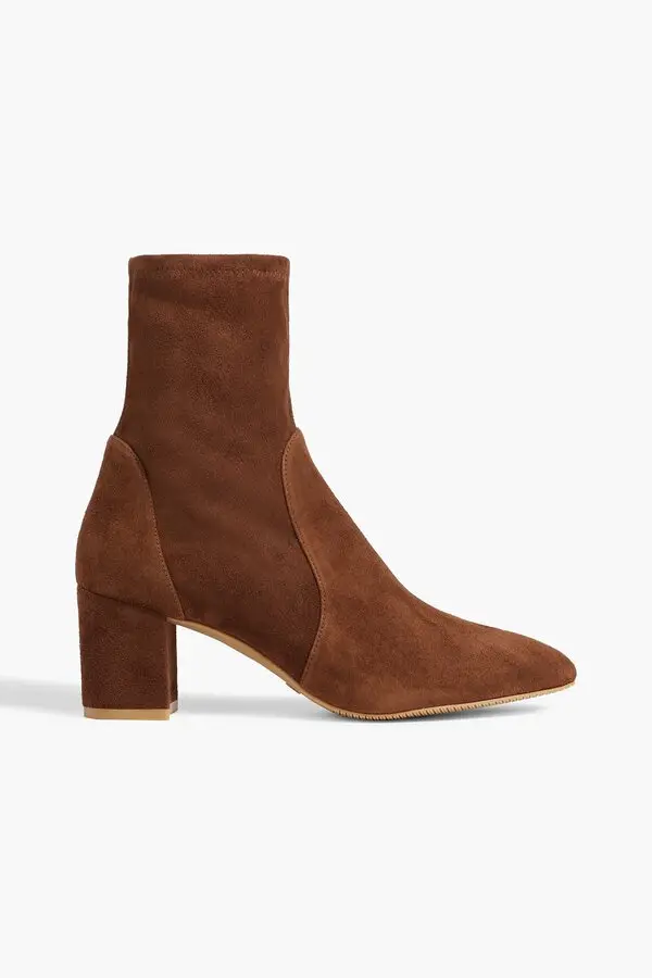 STUART WEITZMAN Yuliana 60 Stretch-suede Ankle Boots - Brown