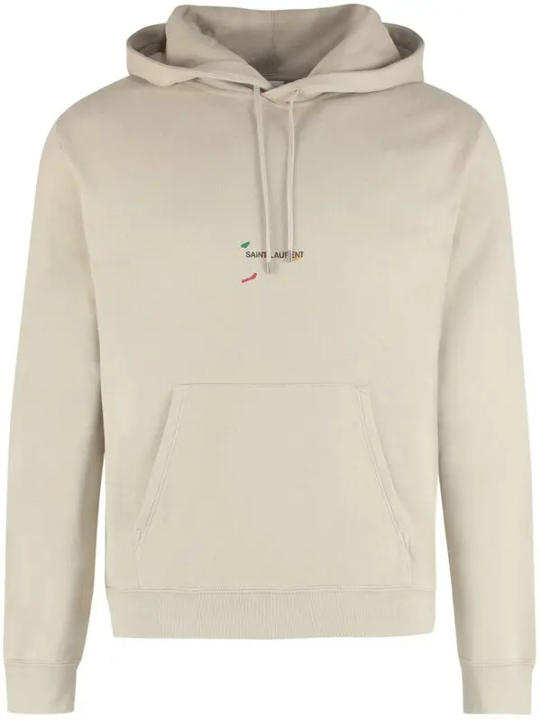 Saint Laurent Logo-print Hoodie - Neutrals