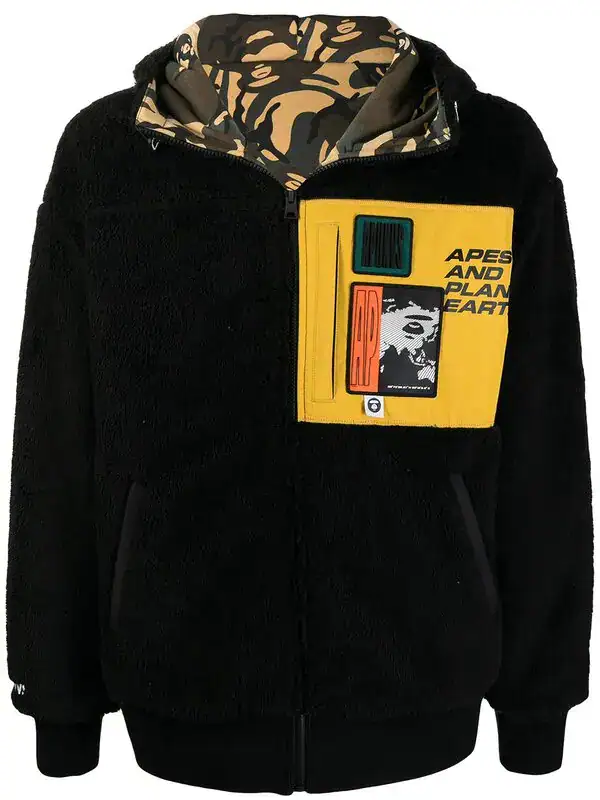 Aape By *A Bathing Ape® Ape Reversible Hooded Jacket In Black - 50