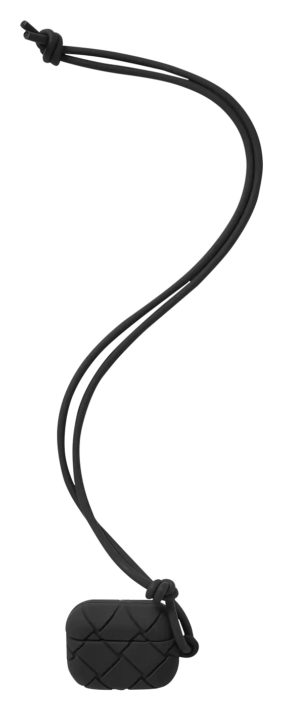 Bottega Veneta Intrecciato Rubber Airpods Pro Case With Lanyard - Black