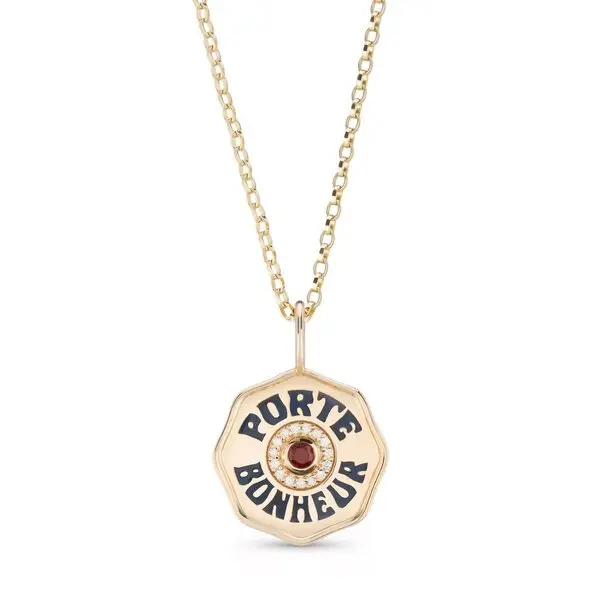 MARLO LAZ Mini Porte Bonheur Necklace - Garnet