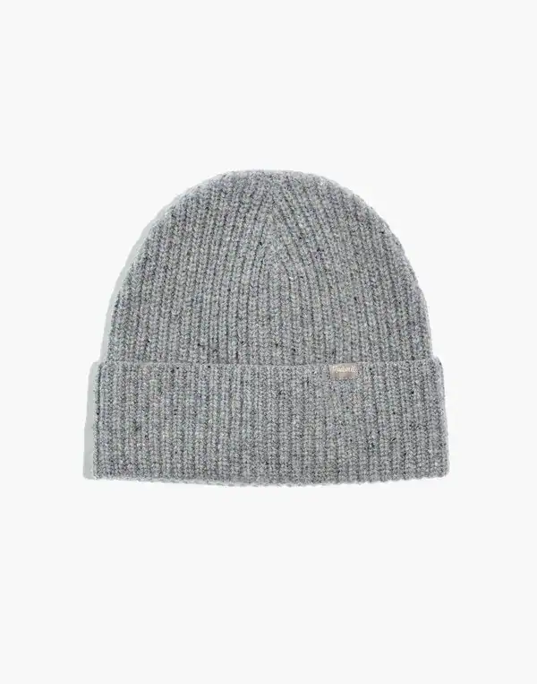 Madewell Chunky Merino Wool Cuffed Beanie In Ashen Silver  display picture 3