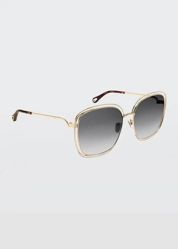 Chloé Cutout Square Metal Sunglasses - One-Color | Editorialist