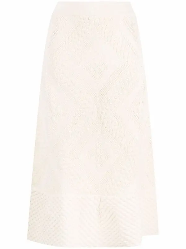 JIL SANDER Open-knit Patterned Midi Skirt