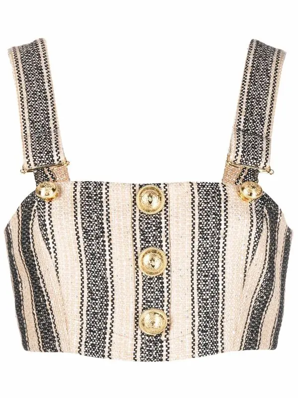 Balmain Striped Cropped Top