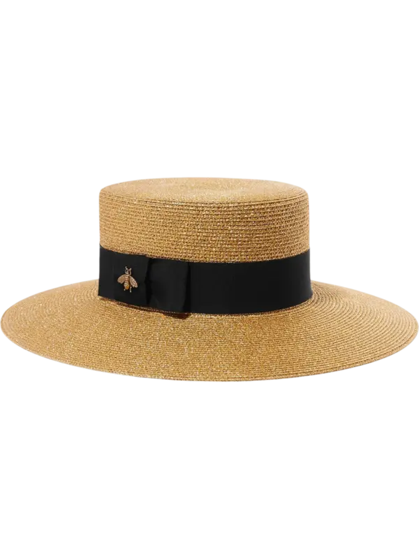 Gucci Grosgrain-trimmed Straw Hat