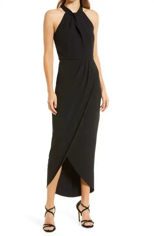 Julia Jordan Knot Neck Halter Dress - Black | Editorialist