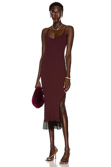 staud burgundy dress Daphne Merino Wool Ribbed Dress main image 1