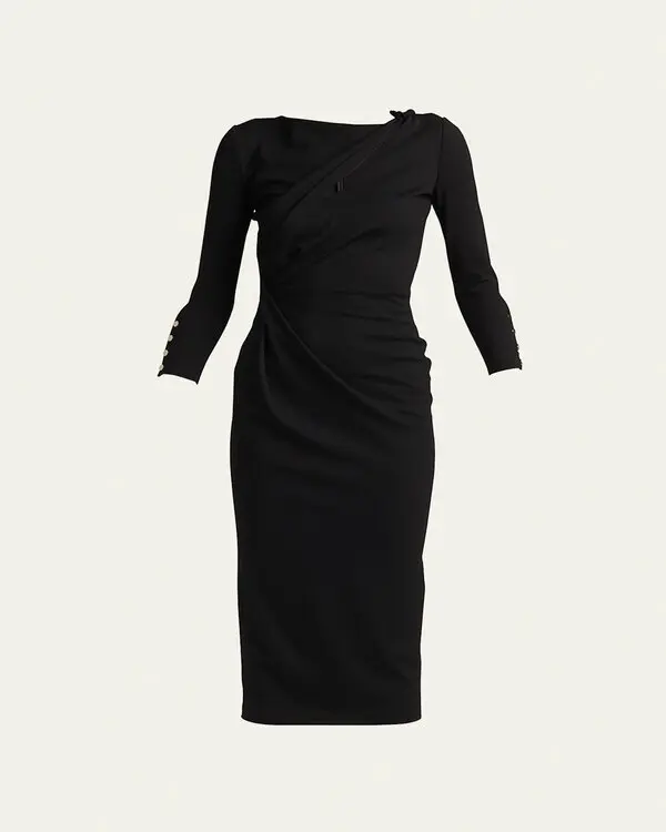 Giorgio Armani Asymmetric Keyhole Midi Dress - Black