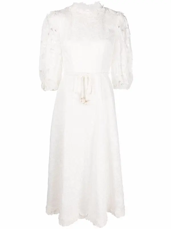 zimmermann lola embroidered midi dress Zimmermann Black Contrast Embroidery Tiered Midi Dress main image 1
