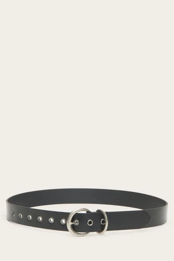 Frye Ring Keeper Grommet Belt - Black | Editorialist display picture 2