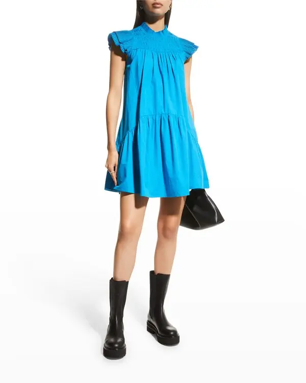 Love The Label Poppy Mini Trapeze Dress In Blue 25% Off