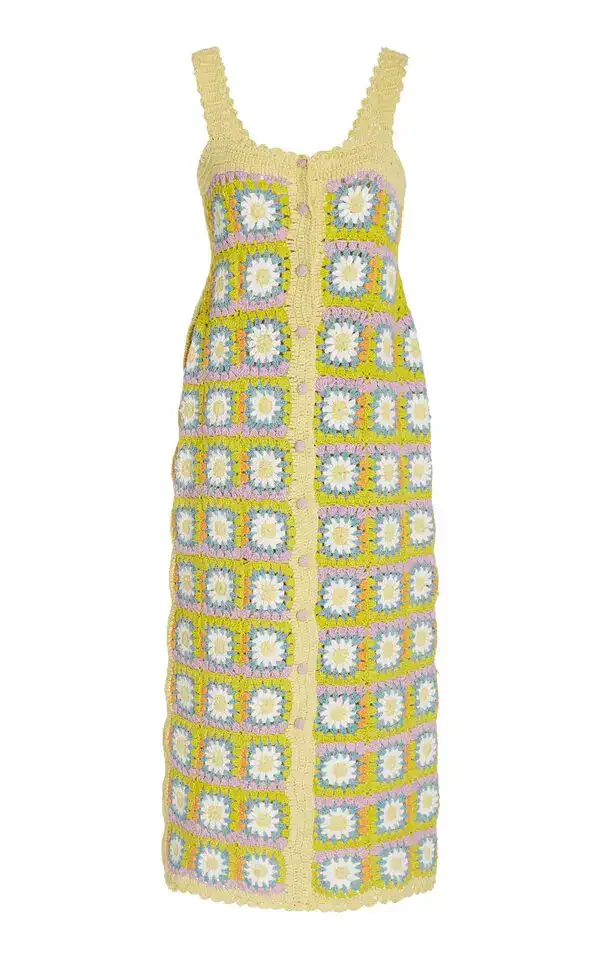 Alemais Petra Crochet Cotton Midi Dress In Multi - 70% Off | Editorialist