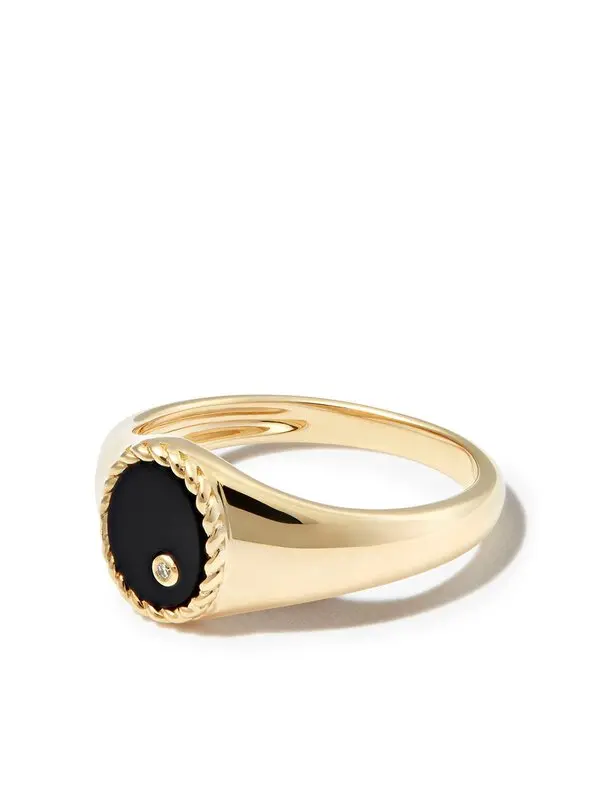 Yvonne Léon 9kt Yellow Onyx, And Diamond Signet Ring - Gold