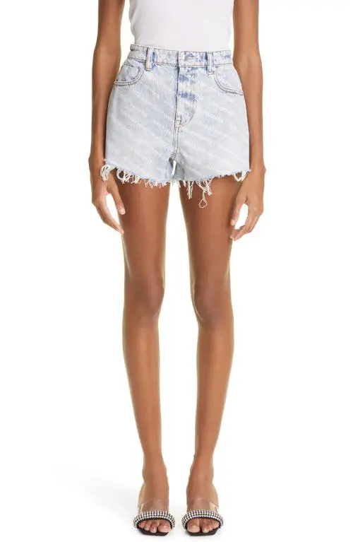 Alexander Wang Bite Logo Denim Shorts - Pebble Bleach