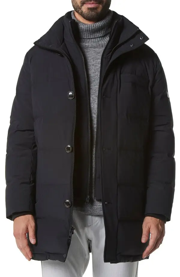 Andrew Marc Shelton Water Resistant Down Coat - Black