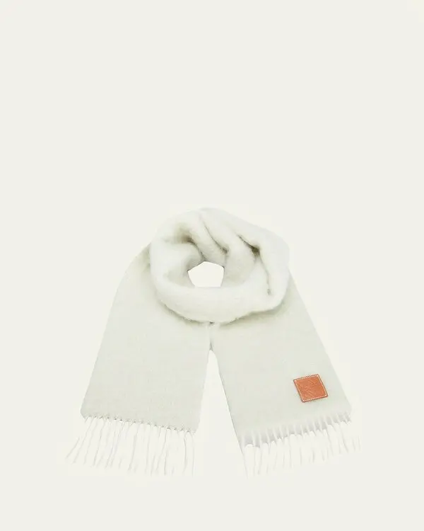 Loewe Anagram Mohair Fringe Scarf - White