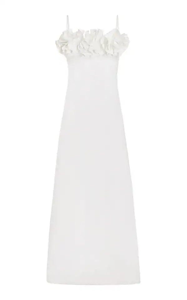 Maygel Coronel Aura Ruffled Jersey Maxi Dress Os In White - 40% Off |  Editorialist
