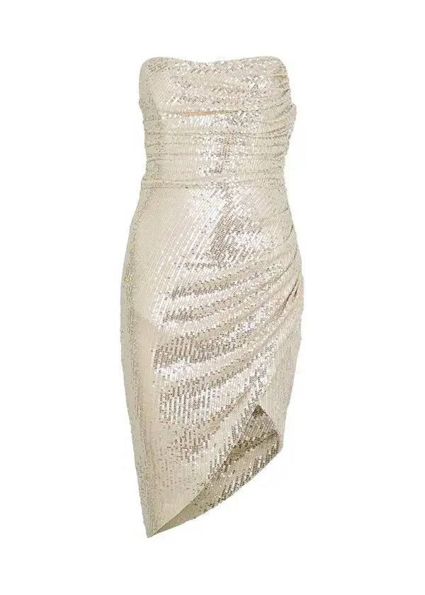 Lavish Alice Strapless Sequin Mini Dress - Silver | Editorialist