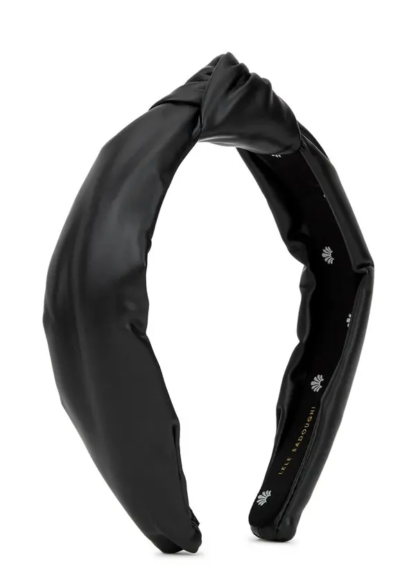LELE SADOUGHI Faux-Leather Knot Headband in Black. Lele Sadoughi - Faux Leather Knotted Headband | HBX main image 4