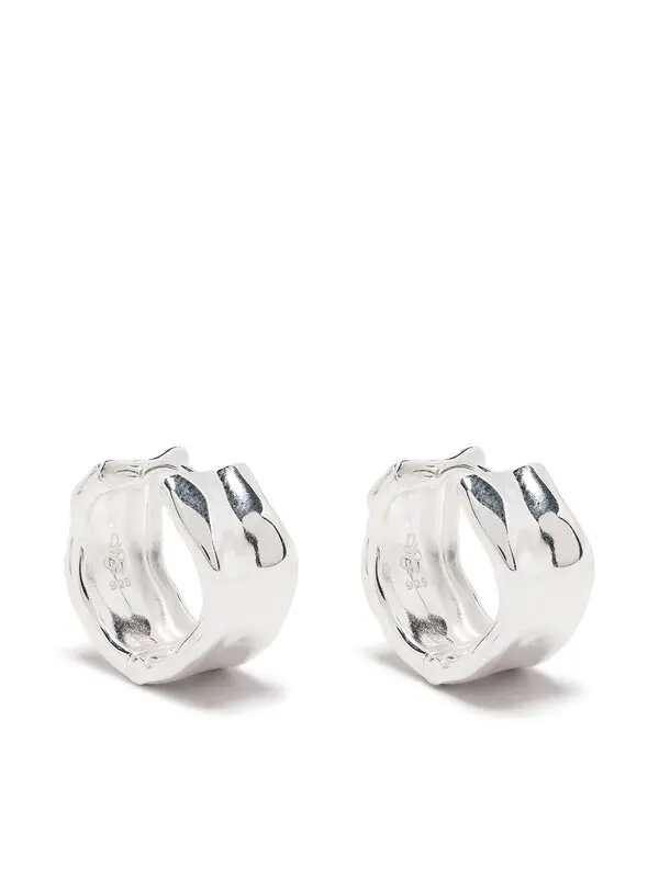 DOWER AND HALL Wide Waterfall Huggie Earrings - Silver