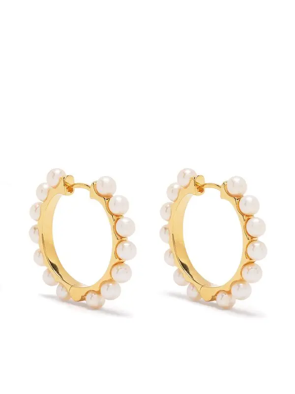 DOWER AND HALL Large Pearl Hoop Earrings