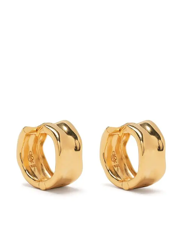 DOWER AND HALL Wide Waterfall Huggie Earrings - Gold
