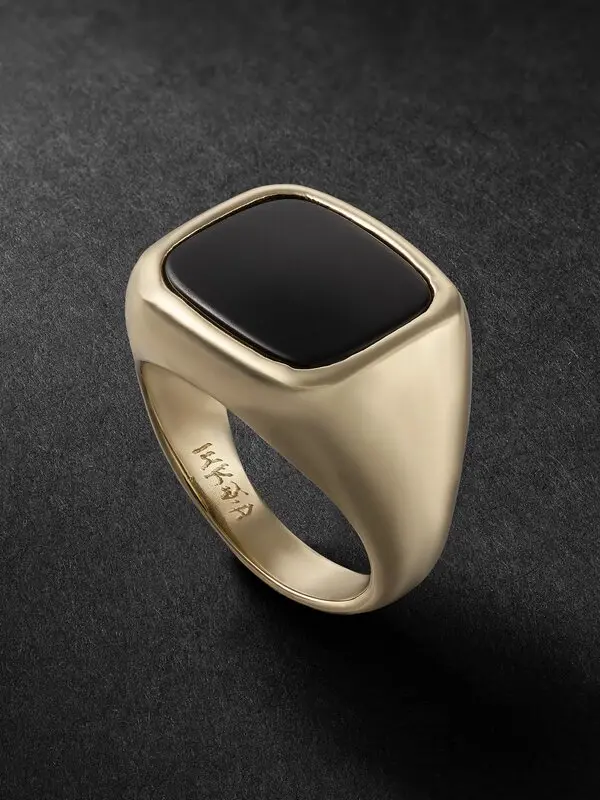 Jacquie Aiche Signet Ring With Onyx