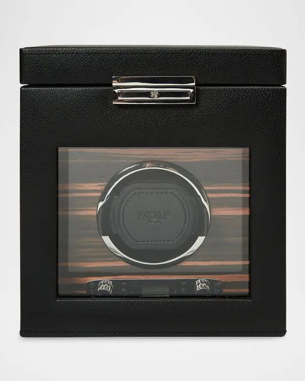 Wolf Roadster Single Watch Winder With Storage - Black