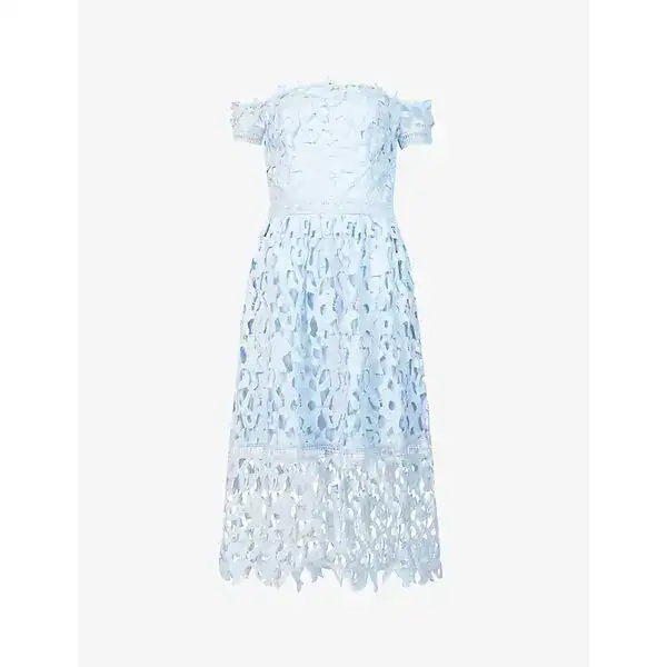 blue dress for baby girl Chi Chi London Floral Print Pleated Midi Dress in Blue main image 0