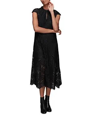 Whistles Lace Detail Trapeze Dress In Black - 40% Off | Editorialist