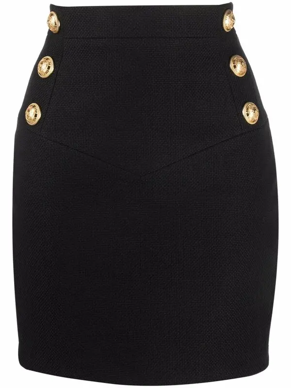 Balmain Button-detail High-waisted Skirt