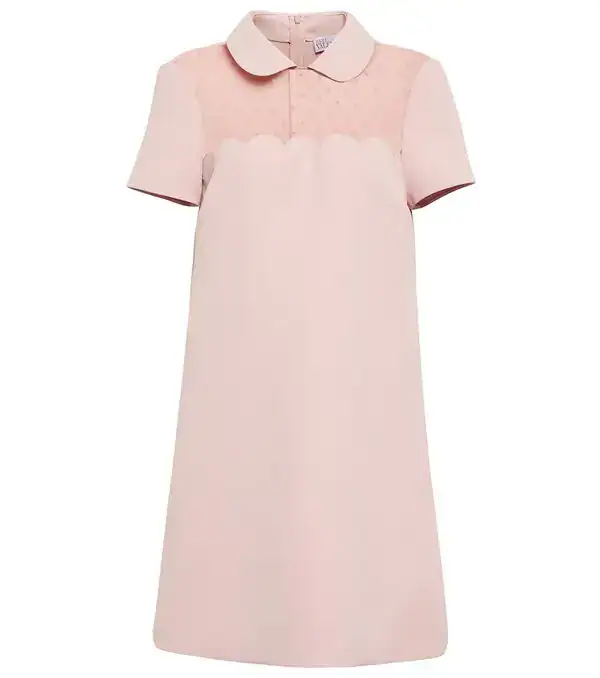 Red Valentino Jersey With Point D'Esprit Tulle Mini Dress - Pink |  Editorialist