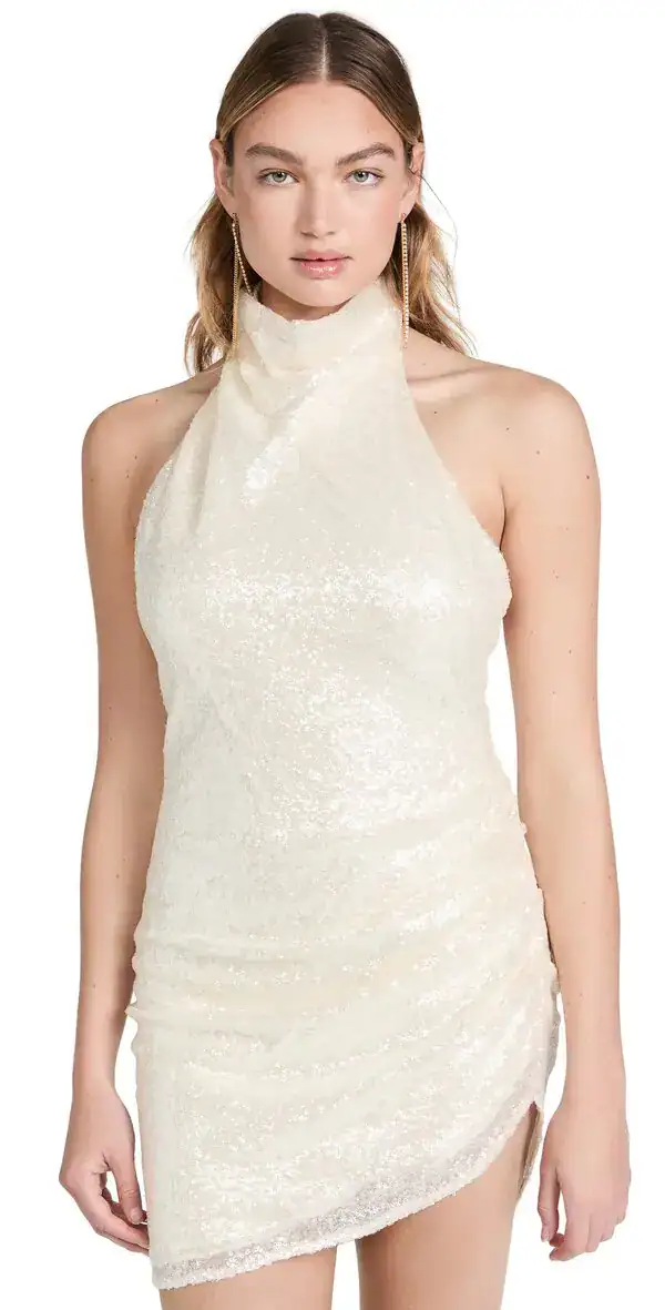 amanda uprichard sequin dress Sleeveless Maxi Esther Gown in White Sequin | XS