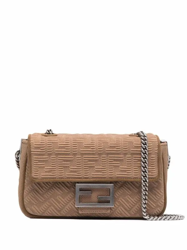 Fendi Textured Logo Baguette Bag