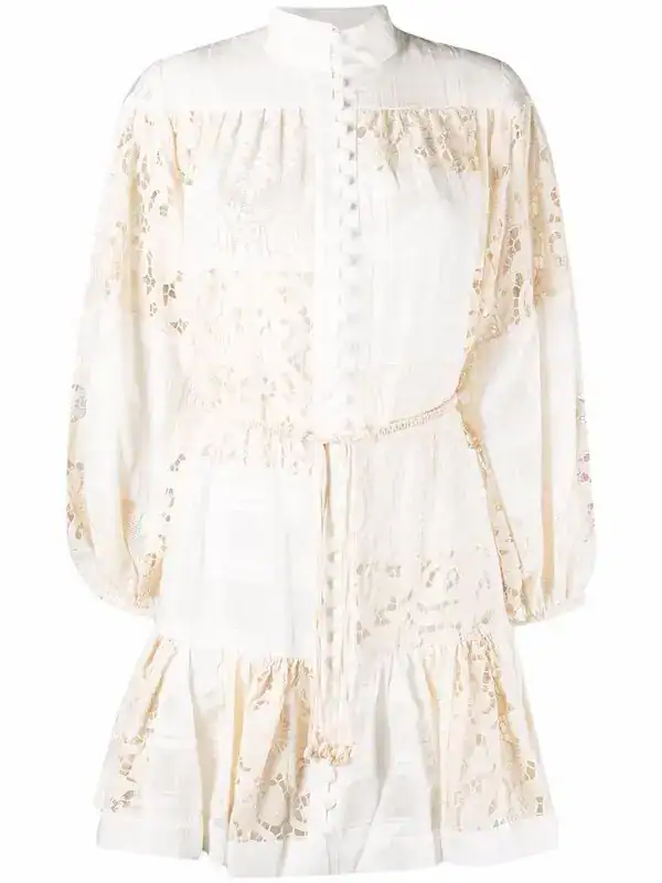 Zimmermann Andie Drop-Waist Mini Dress In White - 65% Off | Editorialist
