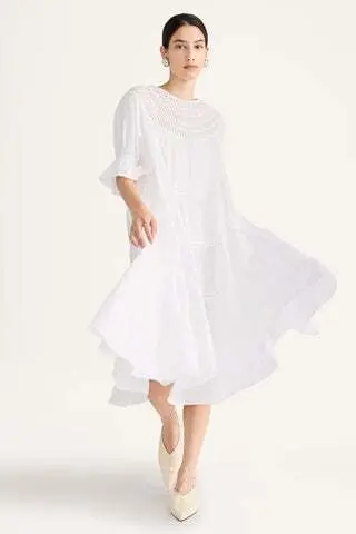 Merlette Paradis Eyelet Midi Dress - White