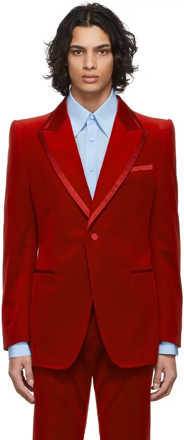 Dress Gucci Velvet Blazer Mens Gucci Red Stretch Velvet Blazer