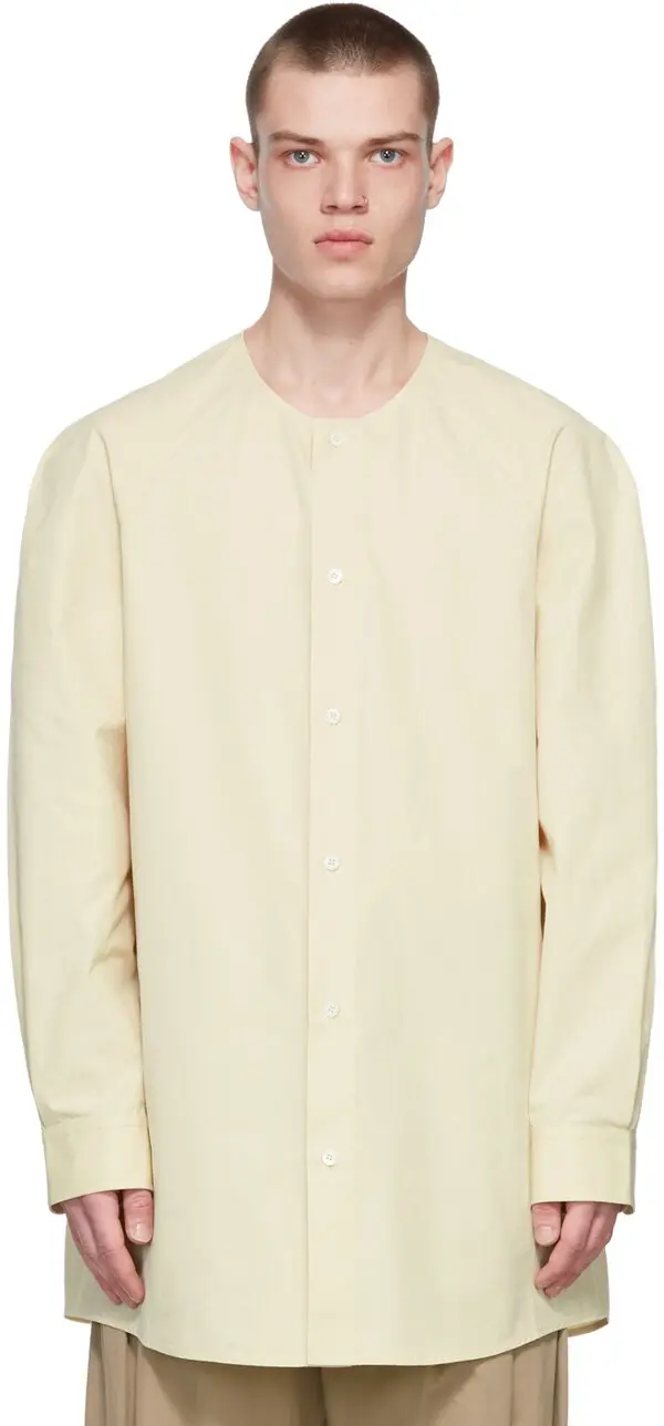 Hed Mayner Off-White Collarless Raglan Shirt In Ivory - 69% Off 
