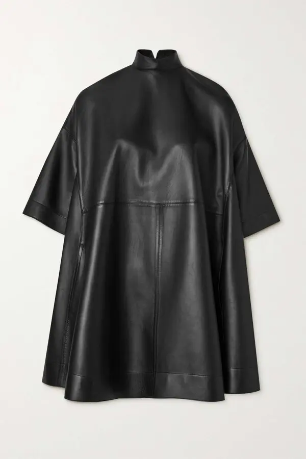AlaA Leather Mini Dress - Black | Editorialist