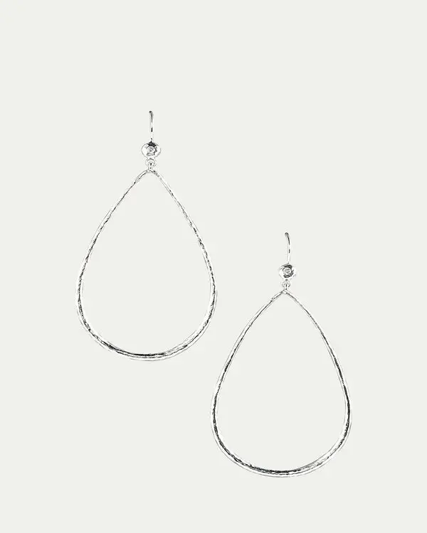 Ippolita Sterling Silver Hammered Teardrop Earrings - Diamond
