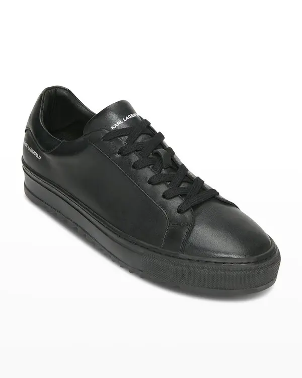 Karl Lagerfeld Paris Leather Low-top Sneakers - Black