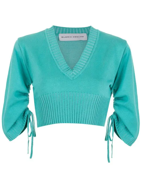 GLORIA COELHO Cropped Tricot Top - Blue