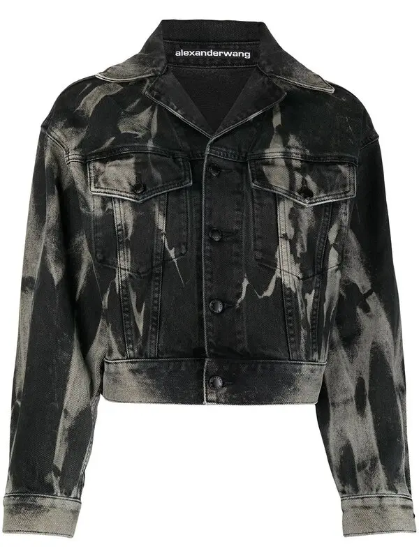 Alexander Wang Bleach-Wash Denim Jacket In Black - 30% Off