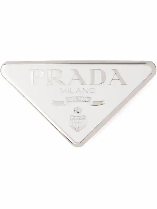 Prada Triangle Logo Hair Clip - White | Editorialist