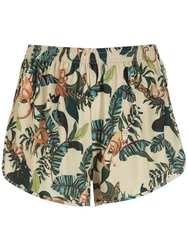 LYGIA & NANNY Lee Leaf-print Shorts - Neutrals